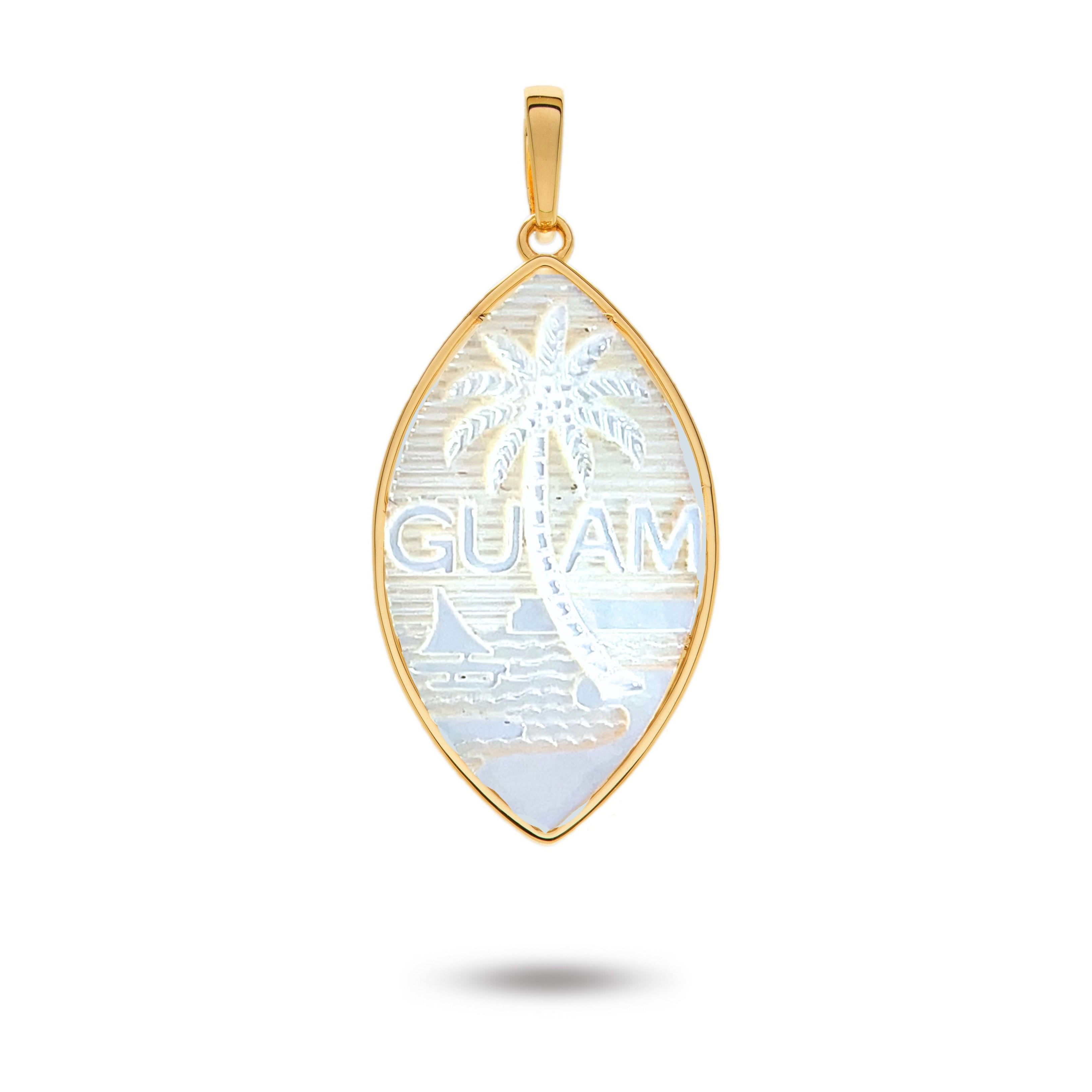 14K Yellow Gold Mother of Pearl Guam Seal Plain Pendant – Vince Jewelers