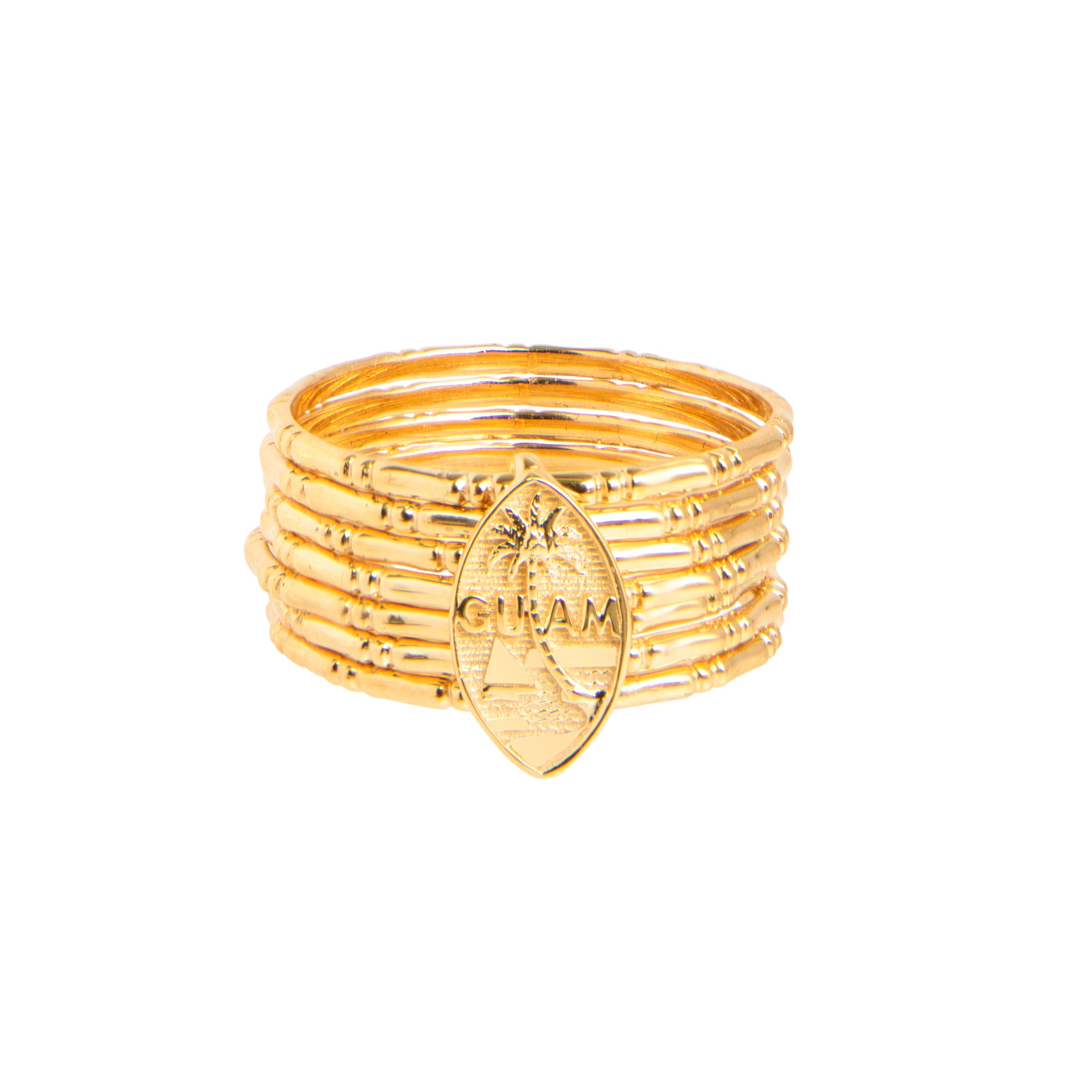 Yellow Gold 7-Day Guam Seal Bamboo Ring – Vince Jewelers