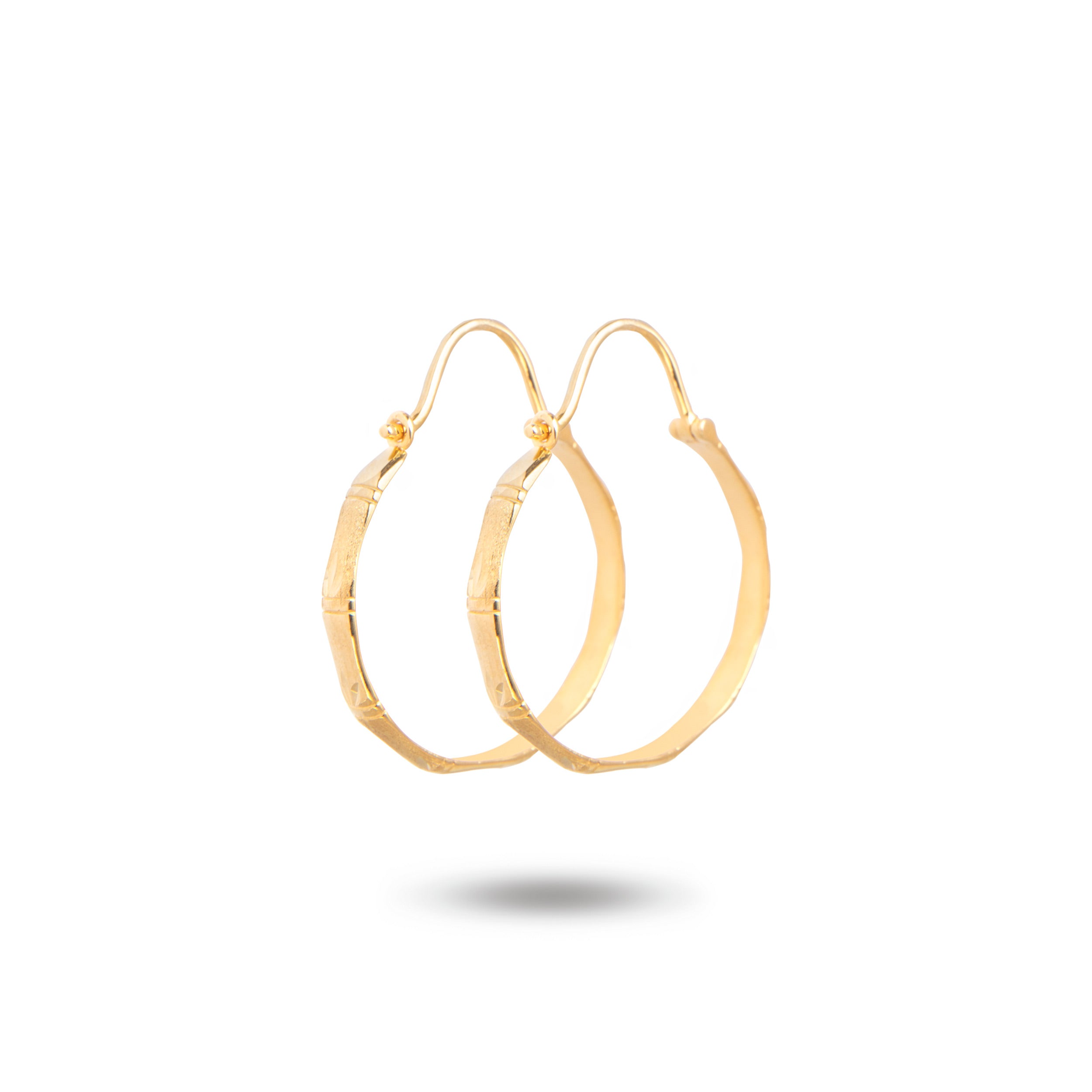 10K Yellow Gold Bamboo Leaf Hoop Earrings – Vince Jewelers